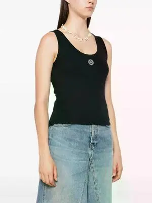 Sporty & Rich Round Neck Sleeveless Tank Top With Logo Patch