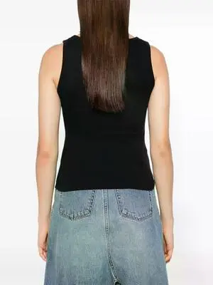 Sporty & Rich Round Neck Sleeveless Tank Top With Logo Patch