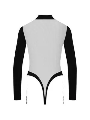 MAISON CLOSE Long-sleeve Mesh Panel Bodysuit
