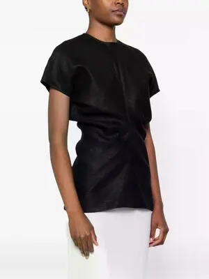 TOTEME Ruched-waist Top With Round Neck - Black