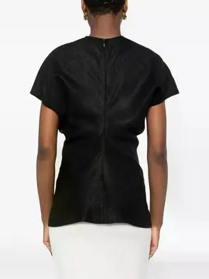 TOTEME Ruched-waist Top With Round Neck - Black
