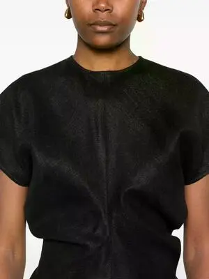 TOTEME Ruched-waist Top With Round Neck - Black