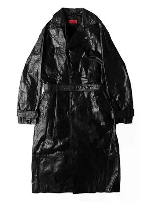 424 Belted Leather Trench Coat - Black
