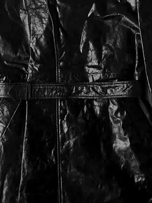 424 Belted Leather Trench Coat