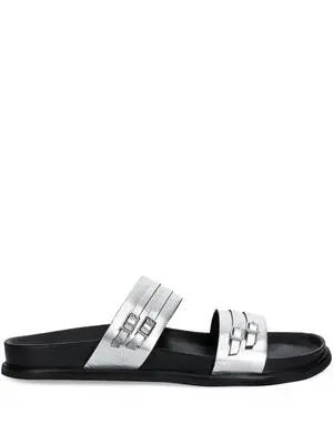 VAGABOND SHOEMAKERS Leather Buckle Slides - Silver