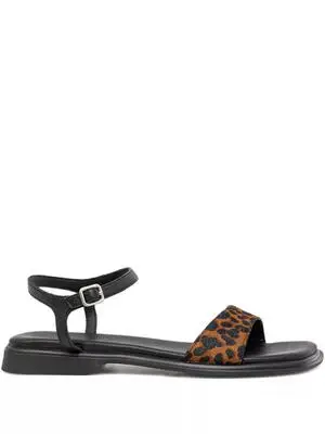 VAGABOND SHOEMAKERS Izzy Leather Leopard-print Flat Sandals - Brown