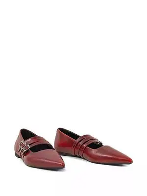 VAGABOND SHOEMAKERS Hermine Pointed-toe Buckled Ballet Flats - Red