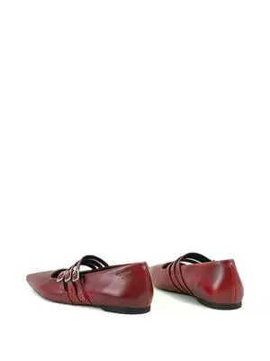 VAGABOND SHOEMAKERS Hermine Pointed-toe Buckled Ballet Flats - Red