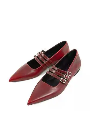 VAGABOND SHOEMAKERS Hermine Pointed-toe Buckled Ballet Flats - Red
