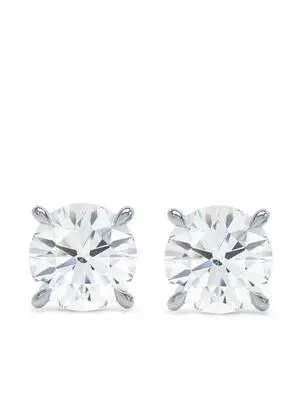 LOEV 18k White Gold Round Brilliant-cut Diamond Stud Earrings - Silver