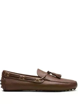Car Shoe Tassel Leather Driving Shoes - Brown