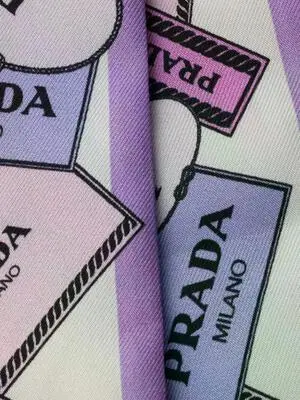 Prada Printed Twill Scarf - Purple