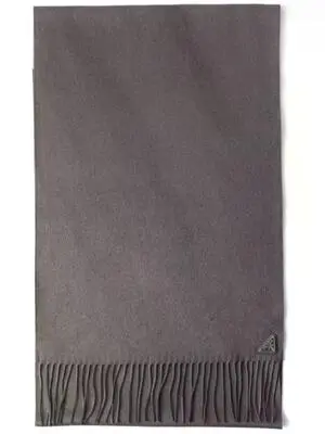 Prada Logo-plaque Silk-cashmere Scarf - Grey