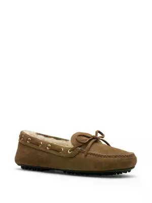 Car Shoe Suede Sheepskin Driving Shoes With Bow Detailing