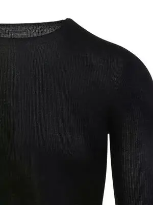 Rick Owens Ribbed Wool Crew Neck Long Sleeve Sweater