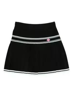 Casablanca Pleated Striped Skirt - Black