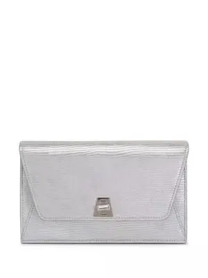 Akris Anouk Metallic Leather Clutch Bag - Silver