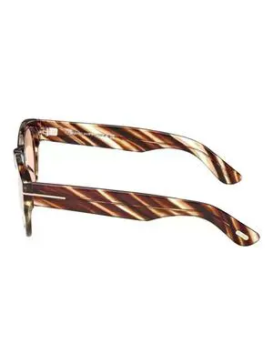 TOM FORD Tortoiseshell Round Frame Sunglasses - Brown