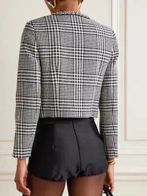 SELF-PORTRAIT Crystal-embellished Houndstooth Blazer