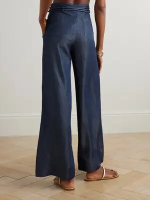 ANDRES OTALORA Belted Tencel Wide-leg Pants