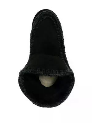Mou Crochet Stitch-trim Wedge Boots