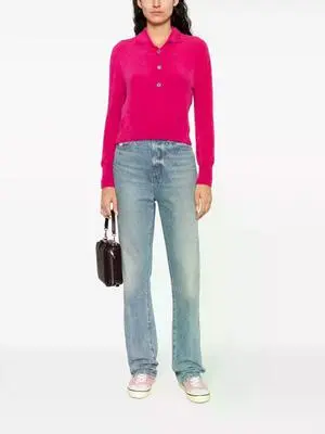 Moschino Knitted Long-sleeve Polo Collar Top
