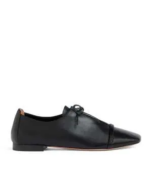 MALONE SOULIERS Nappa Leather Lace-up Jean Flats - Black