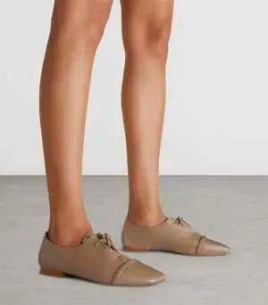 MALONE SOULIERS Nappa Leather Lace-up Jean Flats - Neutral