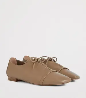 MALONE SOULIERS Nappa Leather Lace-up Jean Flats - Neutral