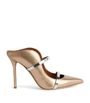 MALONE SOULIERS Metallic Leather Maureen Mules - Gold