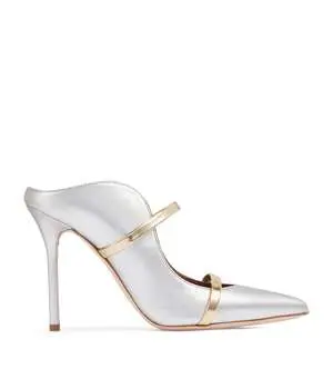 MALONE SOULIERS Metallic Leather Maureen Mules - Silver