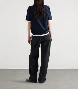 Prada Cotton T-shirt With Layered Effect And Logo Detail - Blue
