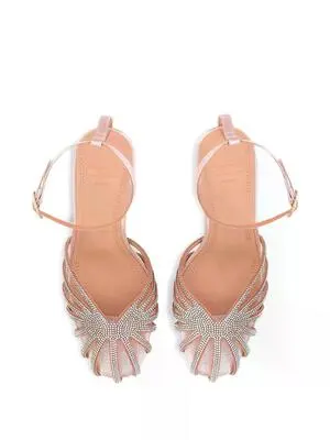 TWENTY FOURHAITCH Rose Crystal Embellished Ankle Strap Sandals - Pink