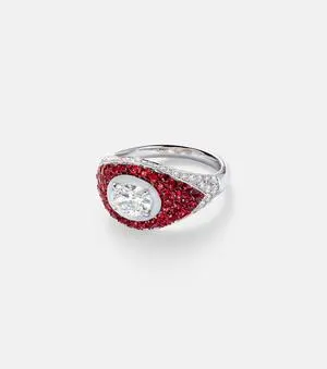 KAMYEN 18kt White Gold Diamond And Ruby Ring - Silver