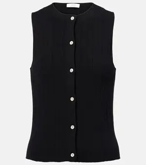 Vince Ribbed-knit Cotton Top - Black