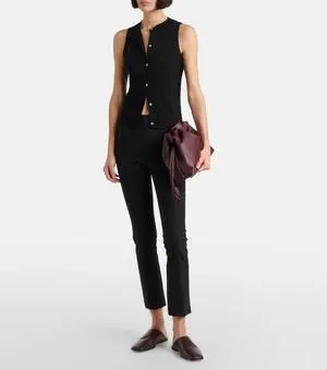 Vince Ribbed-knit Cotton Buttoned Front Sleeveless Top