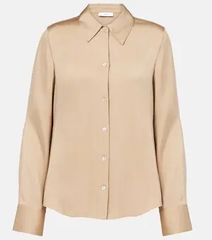 Vince Silk-blend Satin Shirt - Beige