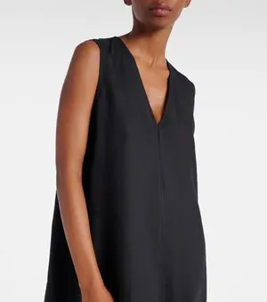 Asceno Nisha Linen Midi Dress - Black