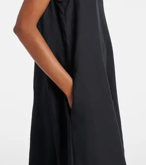 Asceno Nisha Linen Midi Dress - Black