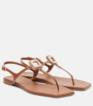 ROGER VIVIER Viv' The Sea Leather Thong Sandals - Brown