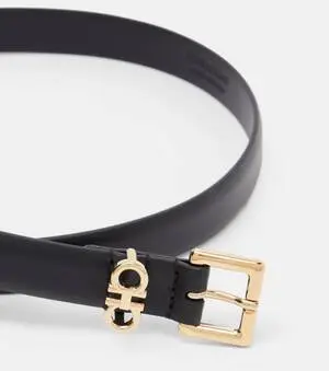 FERRAGAMO Gancini Leather Belt - Black
