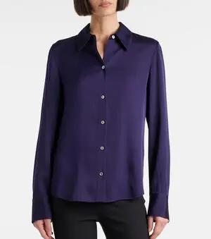 Vince Silk-blend Satin Shirt - Blue