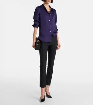 Vince Silk-blend Satin Shirt - Blue