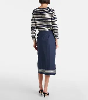 Vince Striped Cotton Wrap Skirt