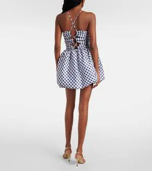 SELF-PORTRAIT Gingham Taffeta Mini Dress