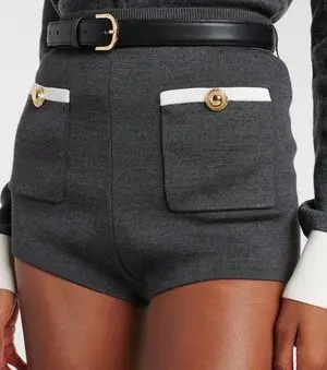 SELF-PORTRAIT High-rise Knitted Shorts With Detachable Belt