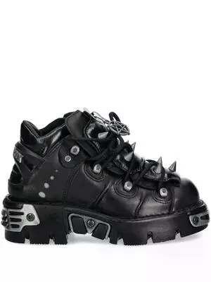 NEW ROCK Studded Lace-up Platform Sneakers - Black