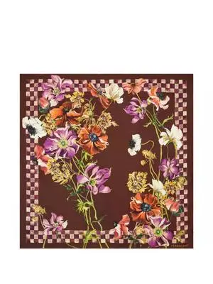 FERRAGAMO Fiori-print Silk Scarf Red