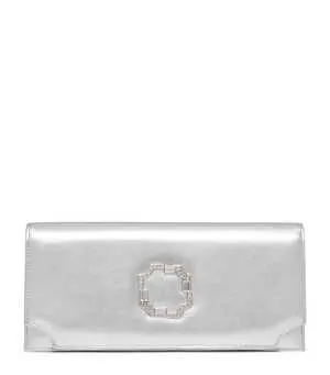MALONE SOULIERS Metallic Leather Clutch Bag - Silver