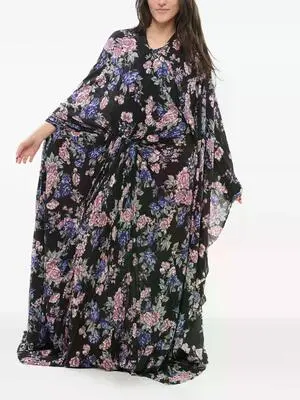 Balenciaga Floral-print Pleated Maxi Dress - Black